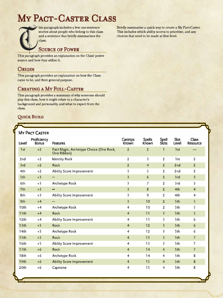 Pact Caster Template | PDF