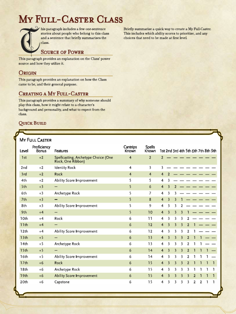 Full Caster Template | PDF