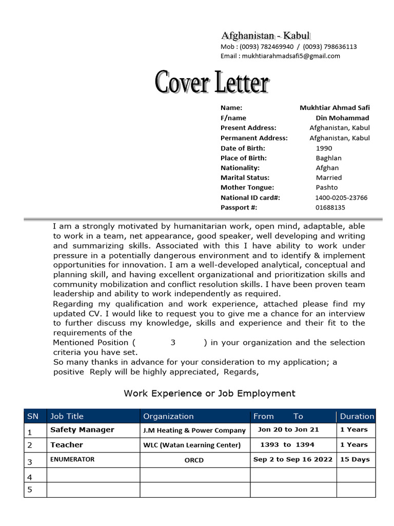 Mukhtiar CV 1 | PDF