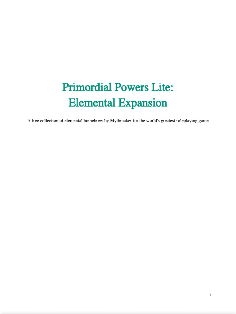 Primordial Powers Elemental Expansion Lite (Free Version) | PDF