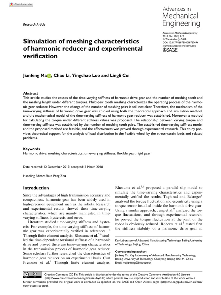 Simulation of Meshing Characteristics of Harmonic Reducer and Experimental Verification | PDF