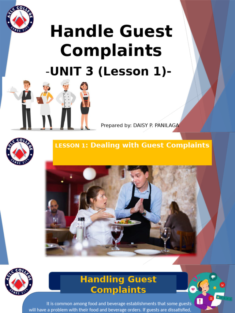 INTRO - UNIT-3-LESSON-1-Receiving and Resolving Guest Complain | PDF