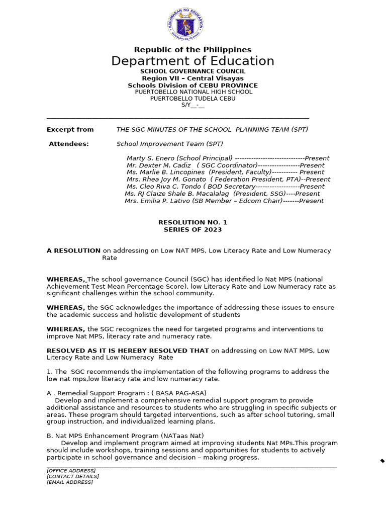 SGC Resolution Template Edited | PDF