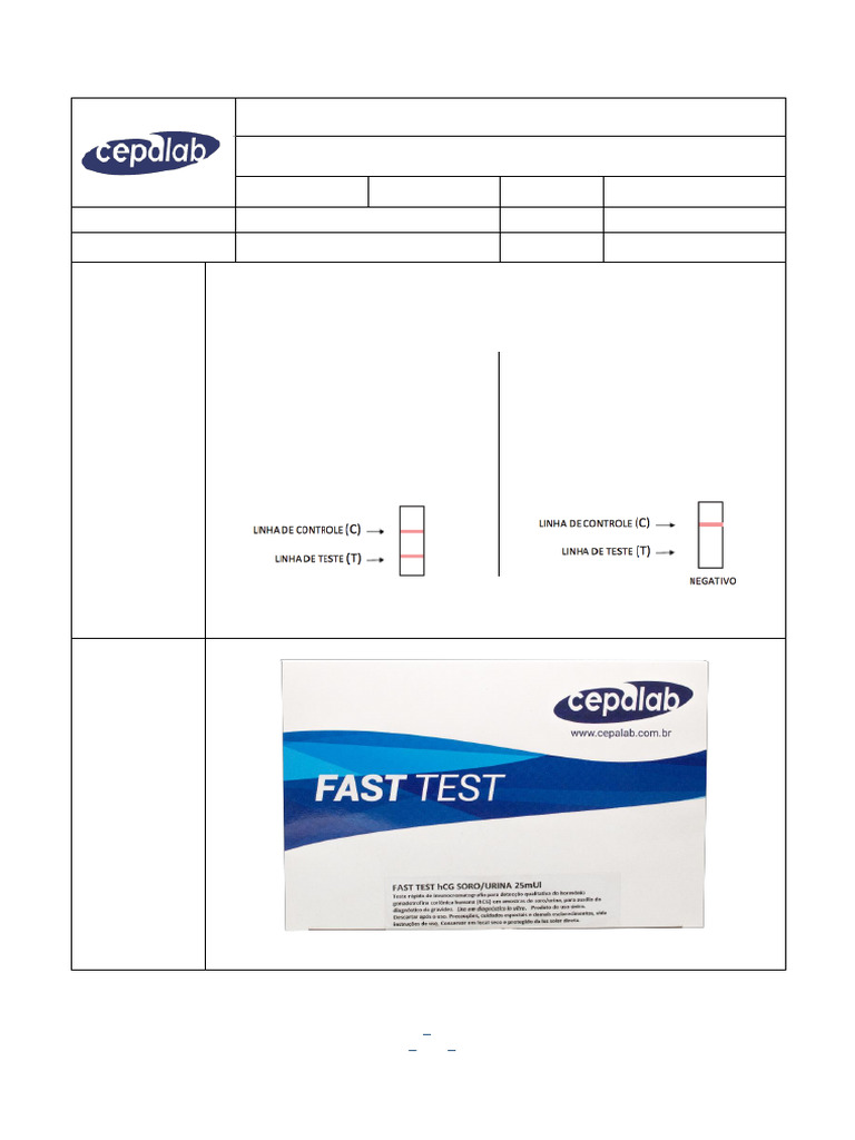 Ficha Especific Fast Test HCG Soro-urina-25mUI | PDF