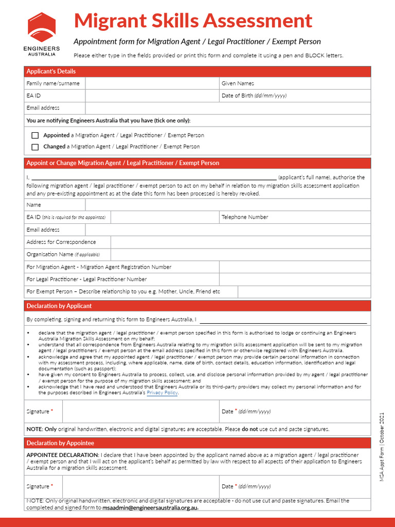 Appoint a migration agent form australia | PDF