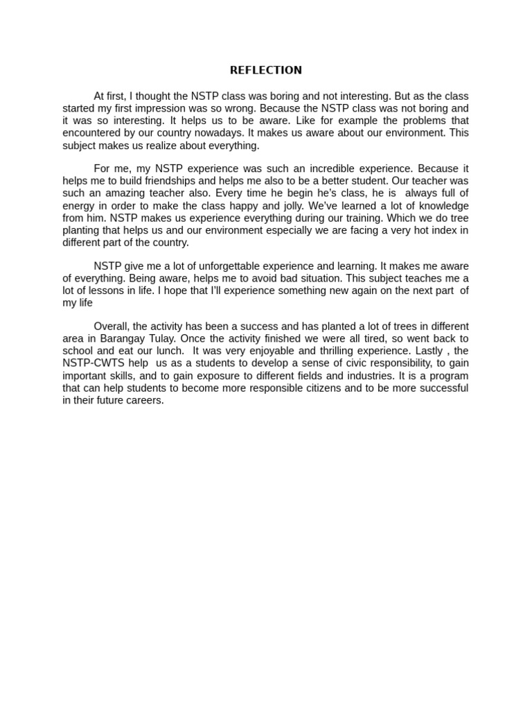 Reflection NSTP | PDF