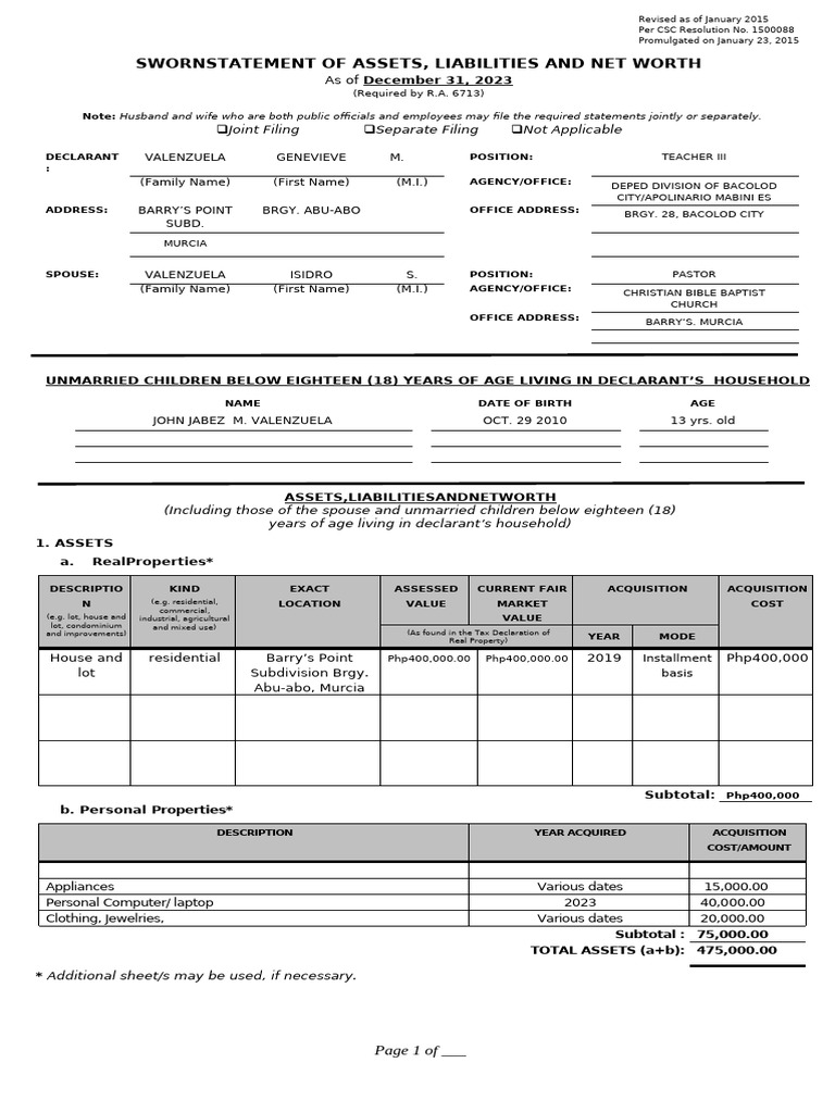 Saln2023 Sample | PDF