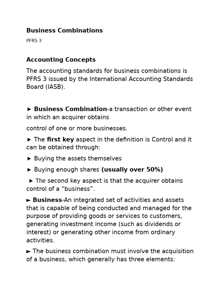 Business Combinations: Pfrs 3 | PDF