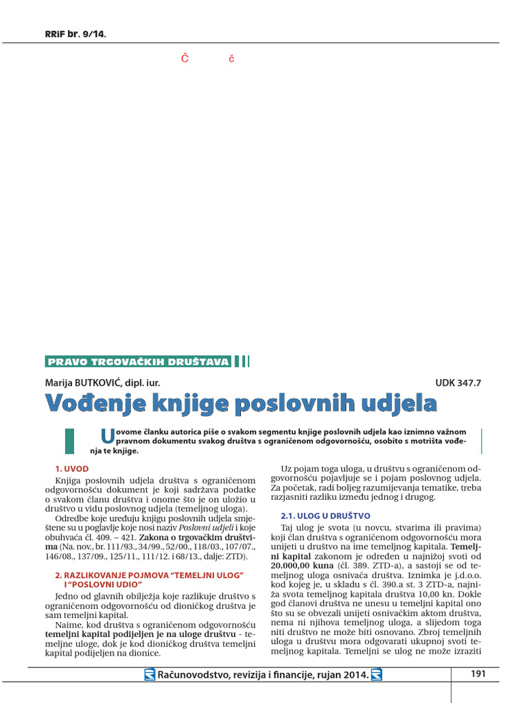 Vodenje Knjige Poslovnih Udjela | PDF