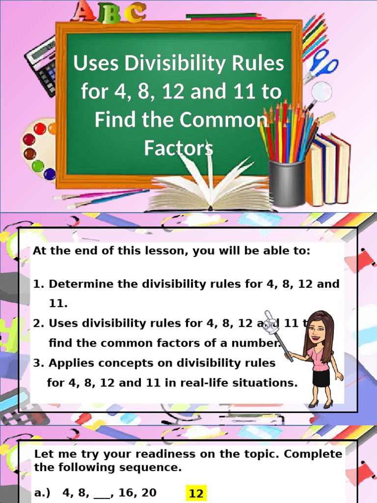 Q1 Week 2 - Divisibility Rules 4,8,12,11 and Problem Solving | PDF