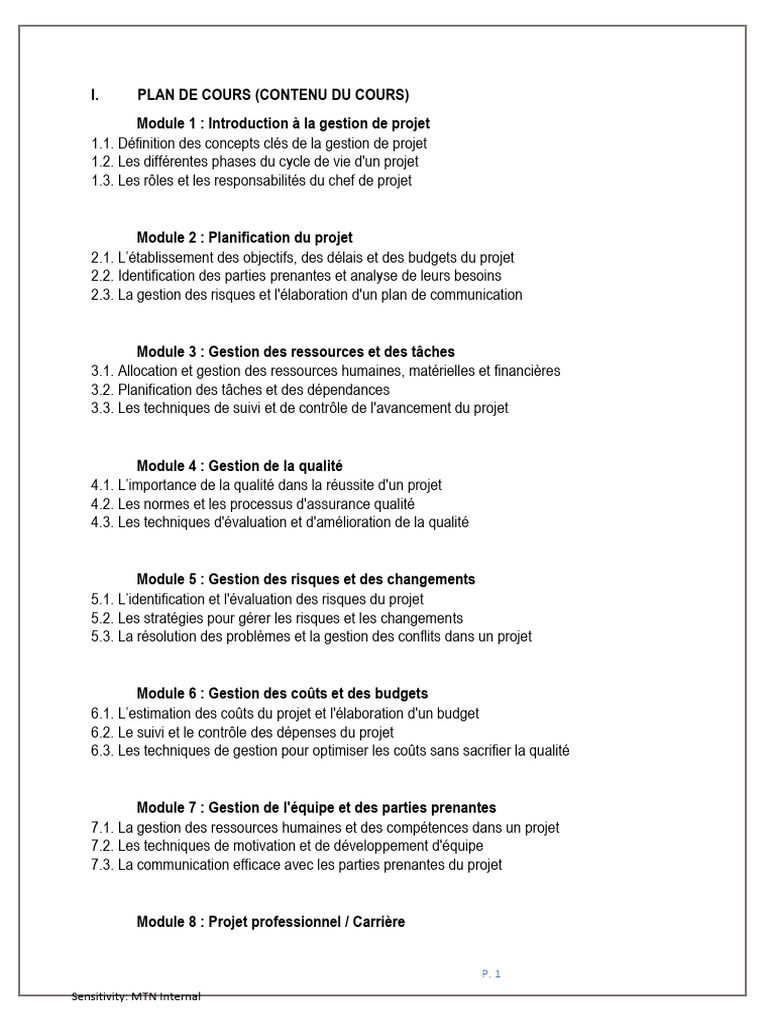Cours Projet Professionnel | PDF