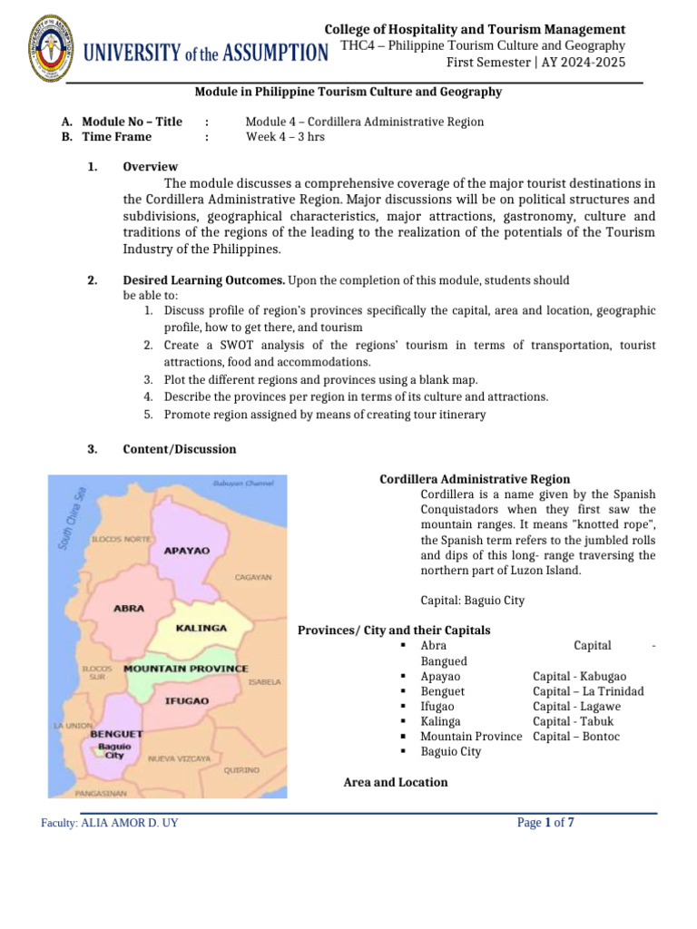 Module 4 Cordillera Administrative Region | PDF