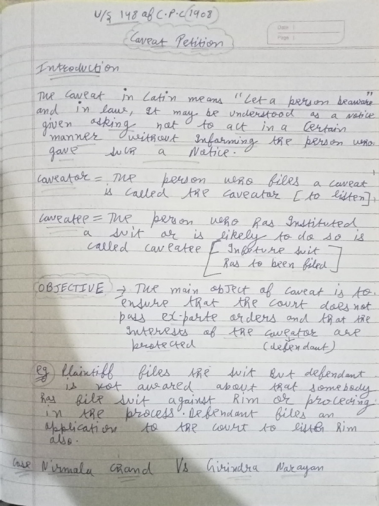 Caveat Petition Sec 148A CPC | PDF