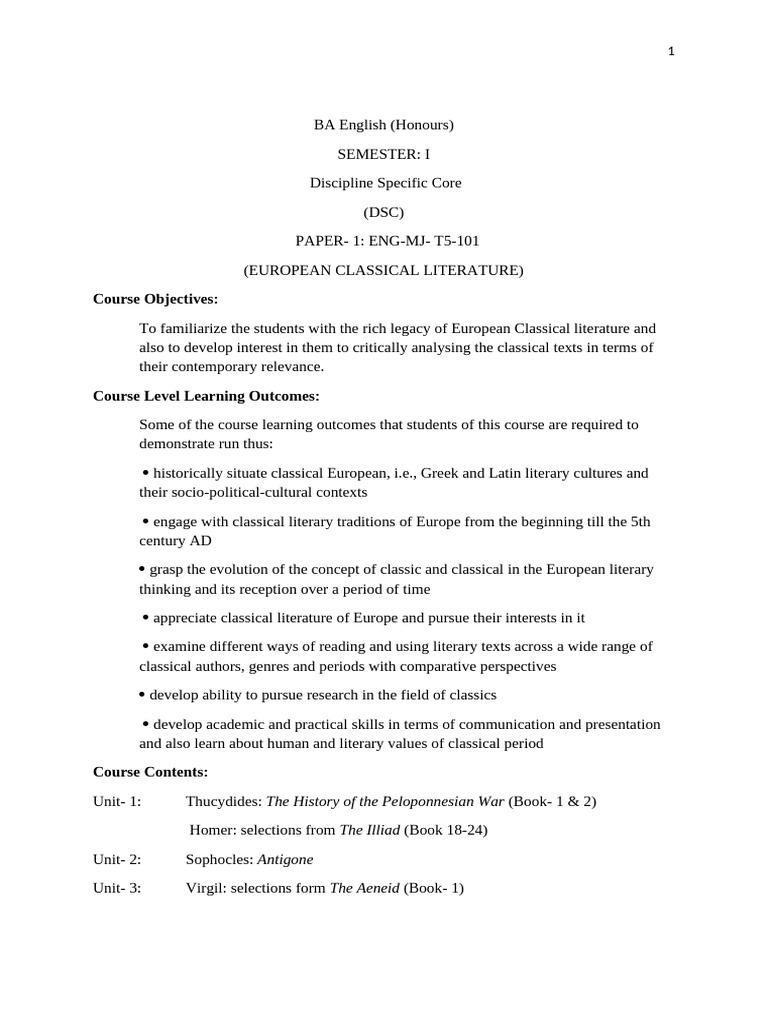 UG - Syllabus - 2023 NEP - ENGLISH | PDF