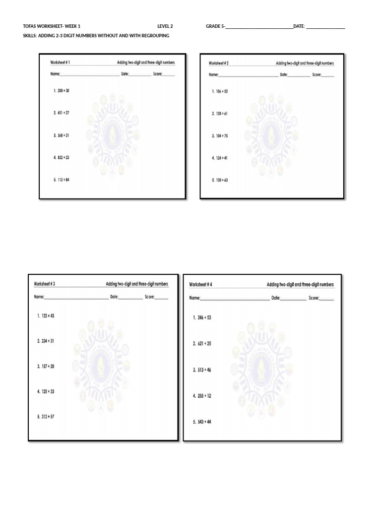 TOFAS-WORKSHEET-1-WEEK1-GR5 | PDF