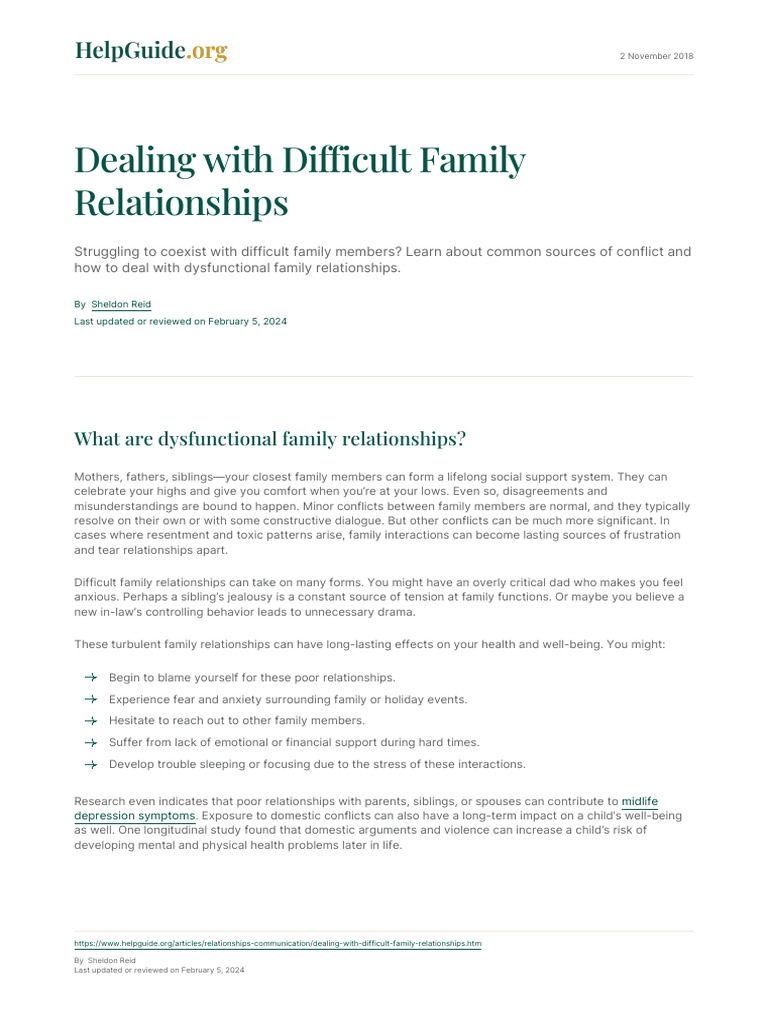 Dealing With Difficult Family Relationships | PDF