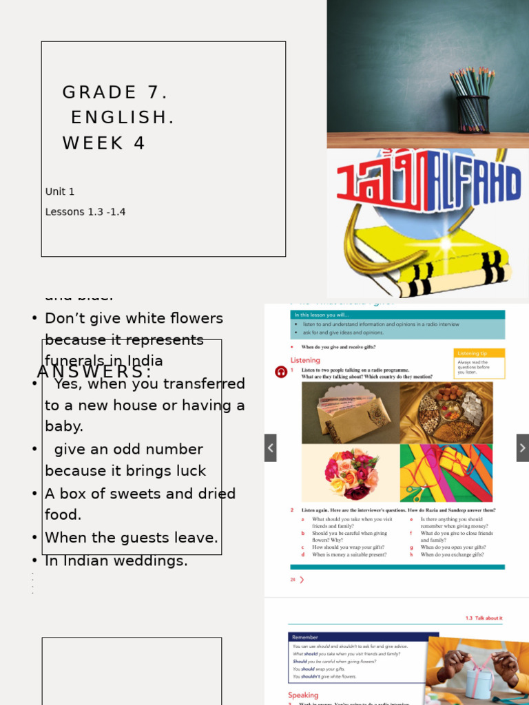 Grade 7. Lessons 1.3-1.4 Week4 | PDF