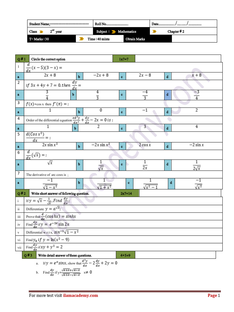 2nd Year Math Chapter 2 PDF | PDF