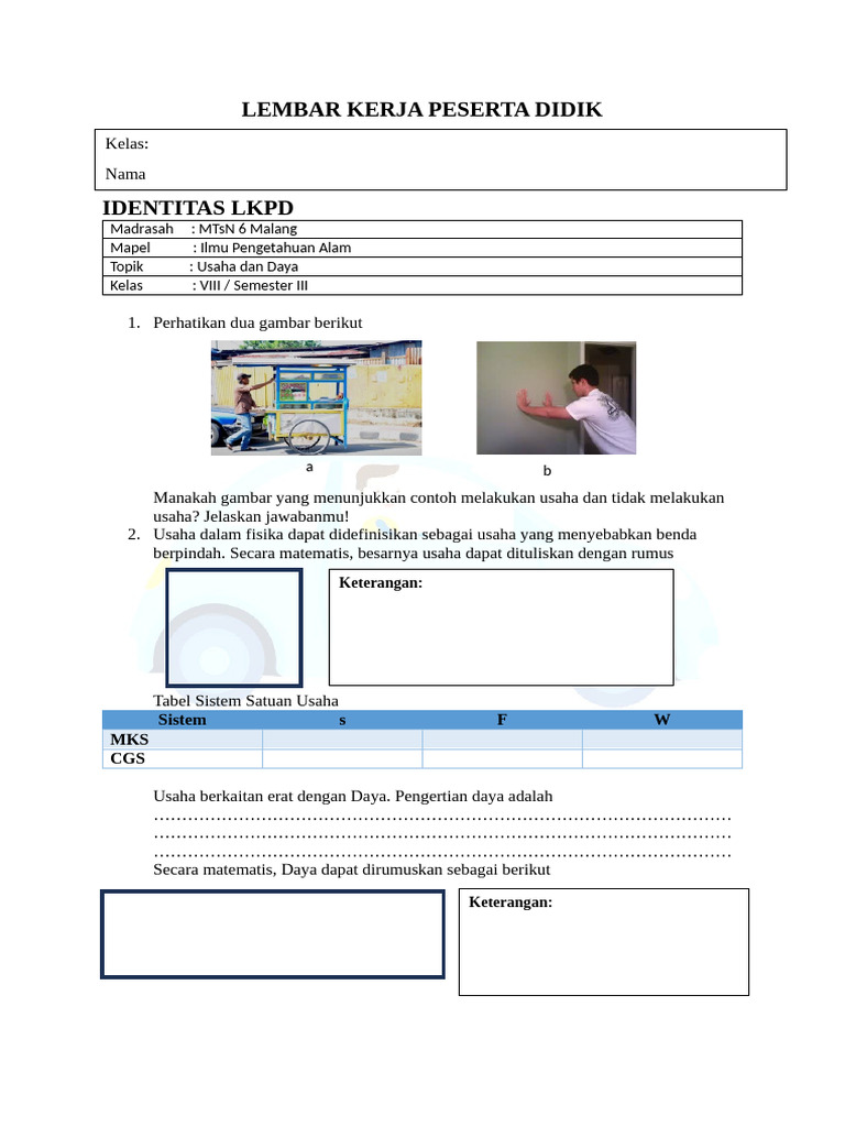LKPD Usaha Dan Daya | PDF