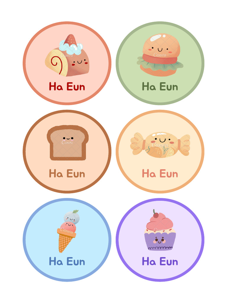 Colorful Cute Foods Name Label | PDF