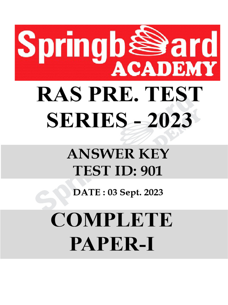 Complete Paper I Test Code 901 Ras Pre Test Series 2023 | PDF ...