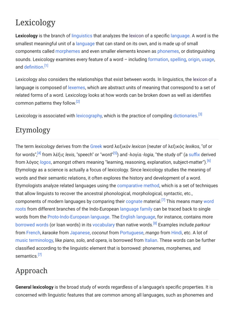 Lexicology - Wikipedia | PDF
