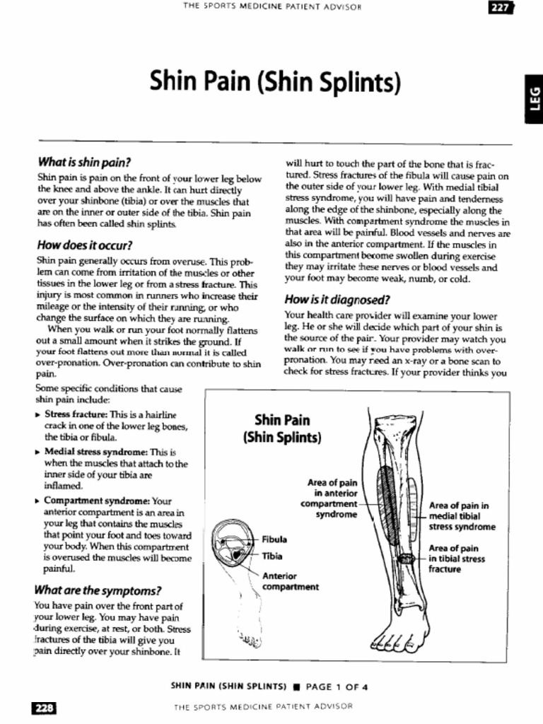 Leg Shin Pain Medial Tibial Stress Syndrome Mtss Shin Splints | PDF