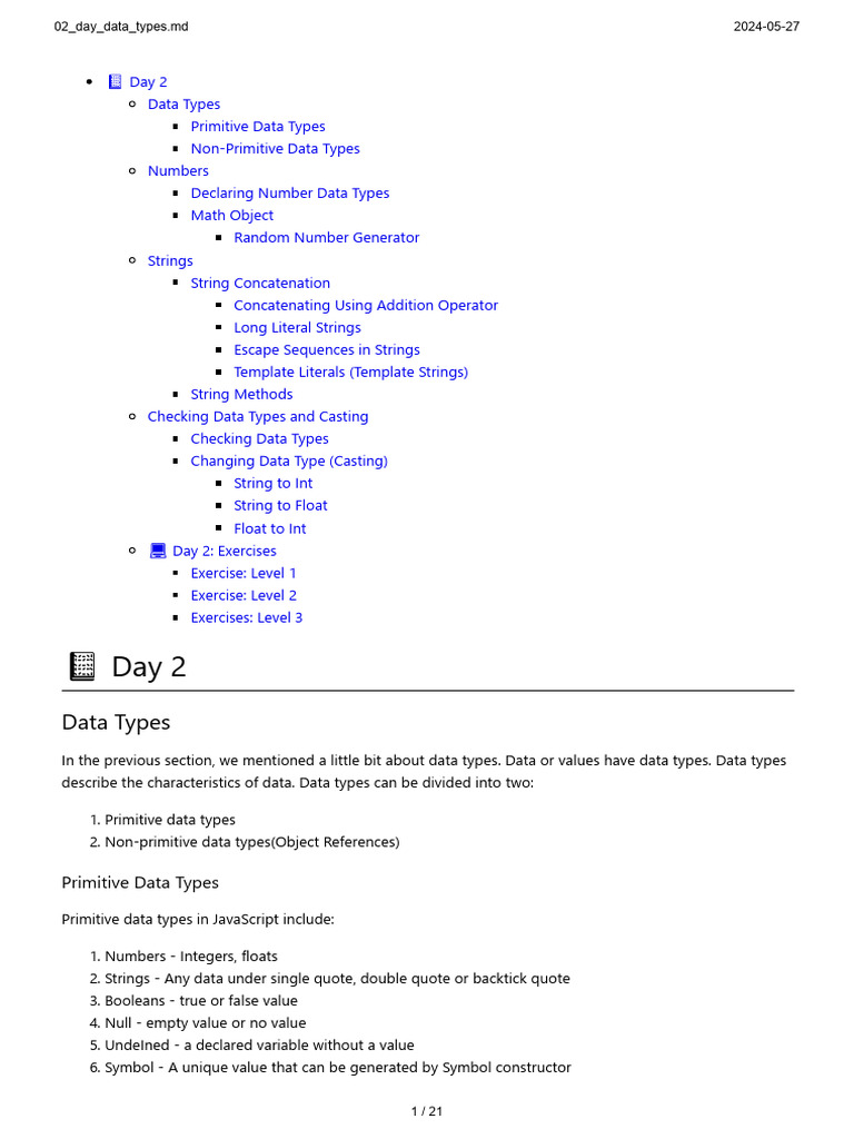02 Day Data Types | PDF