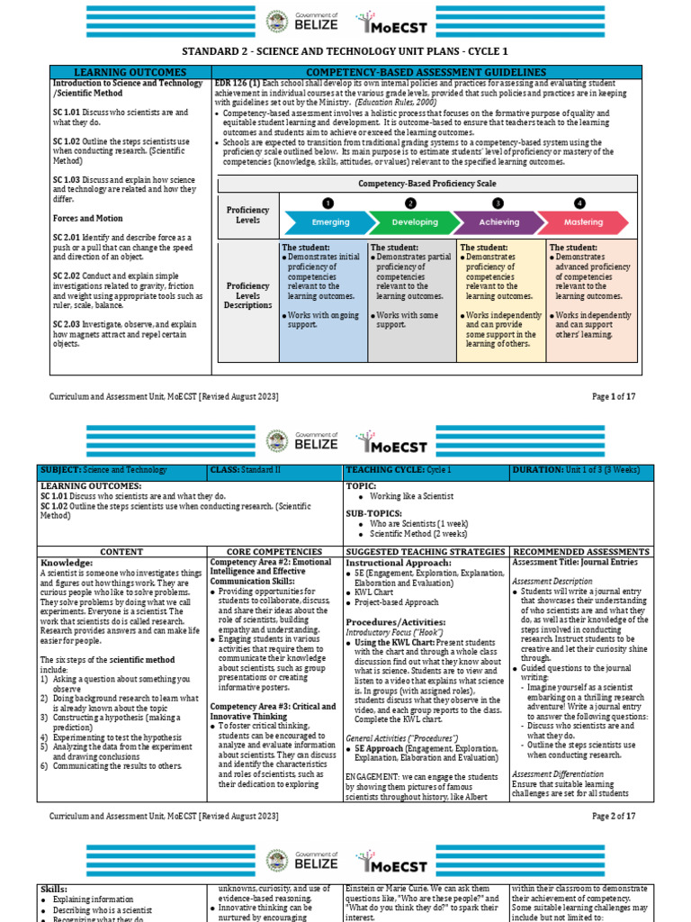 Standard 2 - Cycle 1 - Science and Technology | PDF
