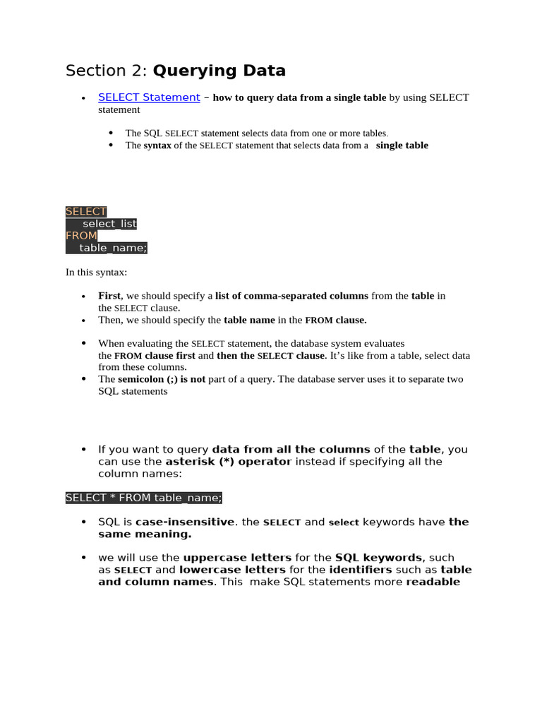 Select Statemenmts | PDF | Sql | Computers