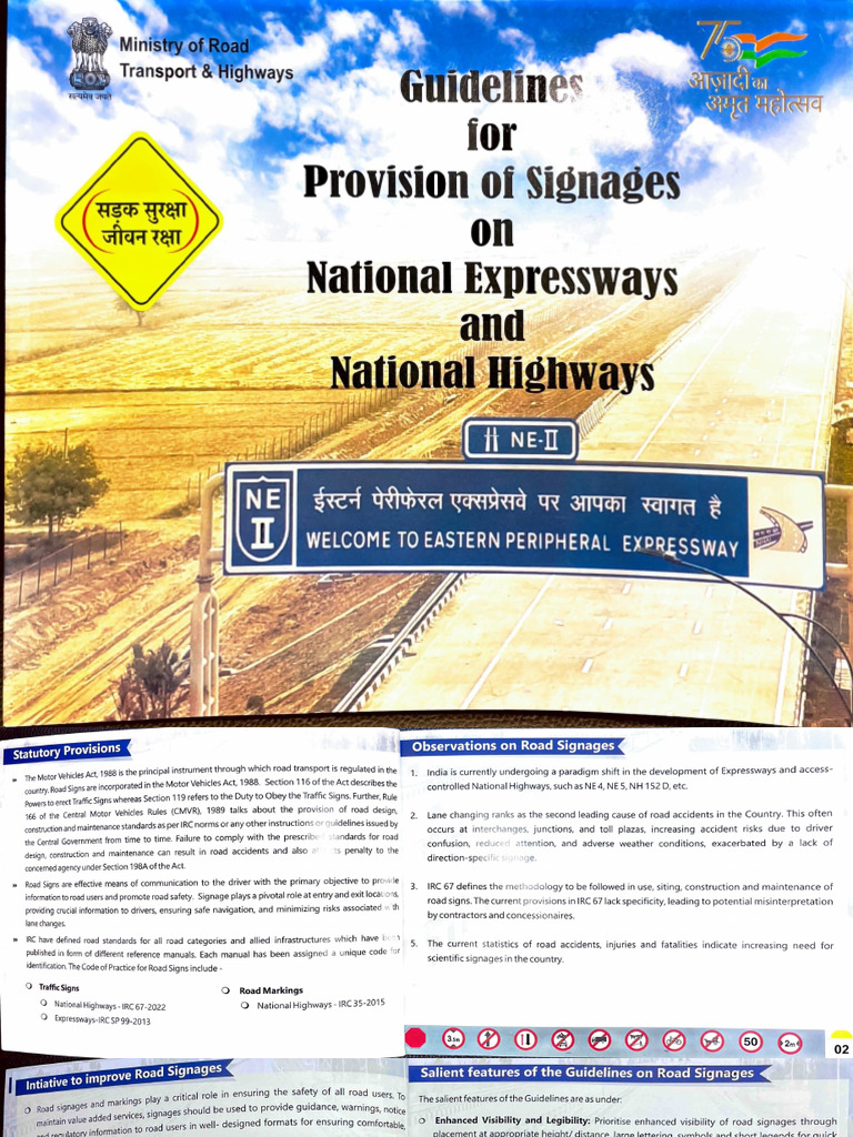 Morth Guidelines Signages On Exoressways & Natuonal Highways MORTH ...