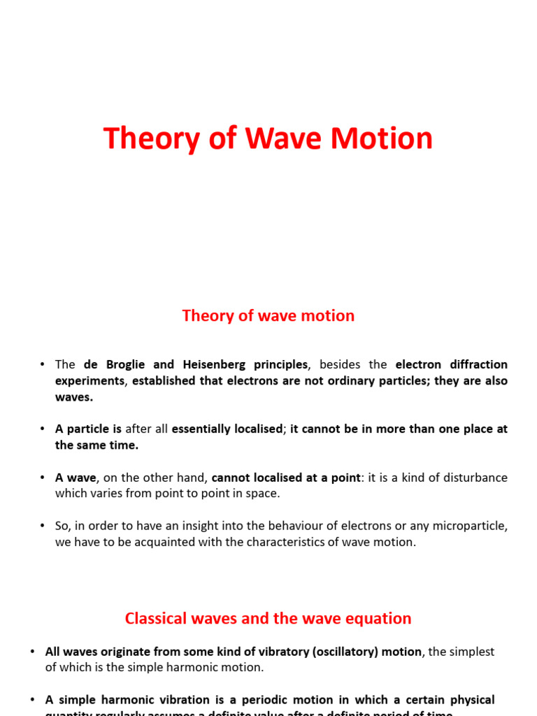 Theory of Wave Motion | PDF