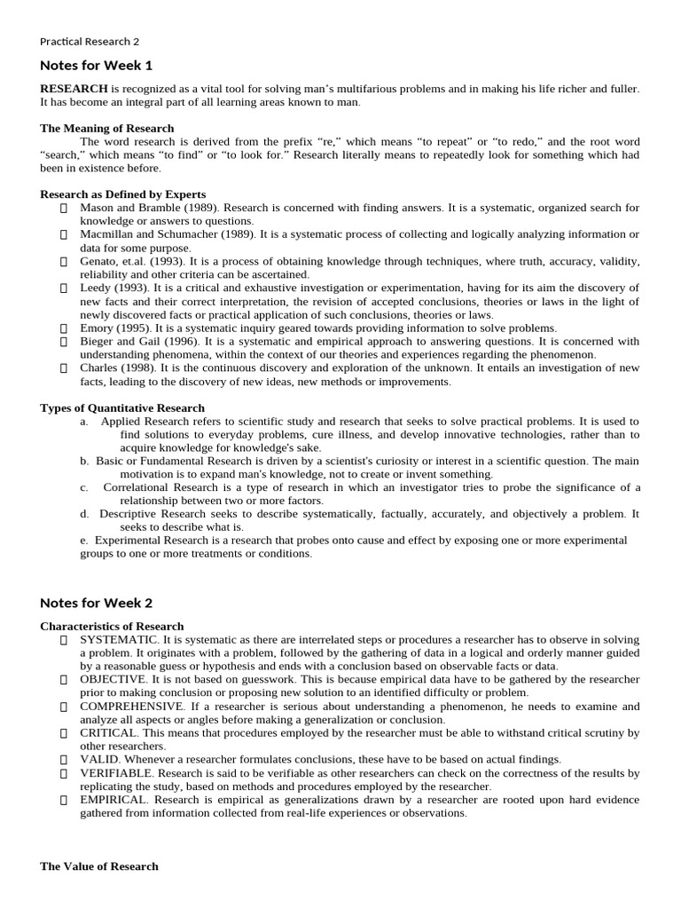 PR2 Student Notes Qtr1 | PDF