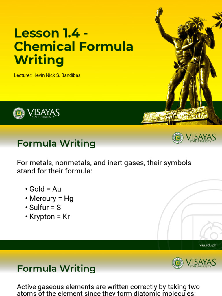 Lesson 1.4 - Chemical Formula Writing | PDF