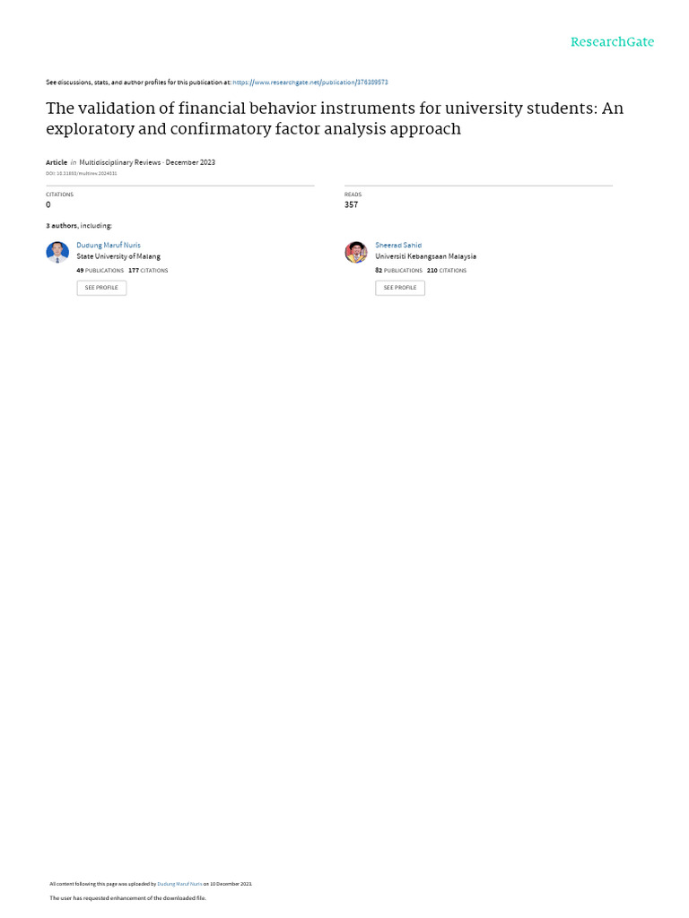 Financial Behavior | PDF