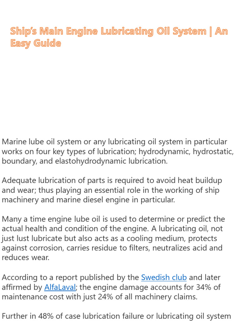Lubricating Oil System & Lub Oil Property | PDF