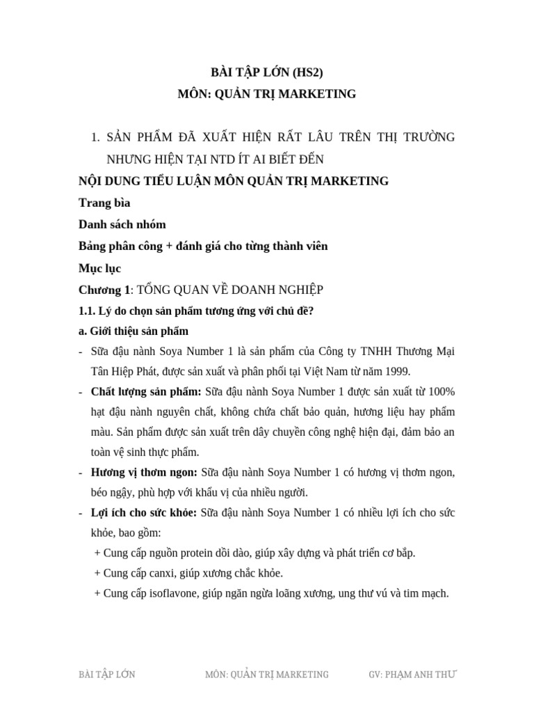 BÀI TẬP LỚN QTMAR new | PDF