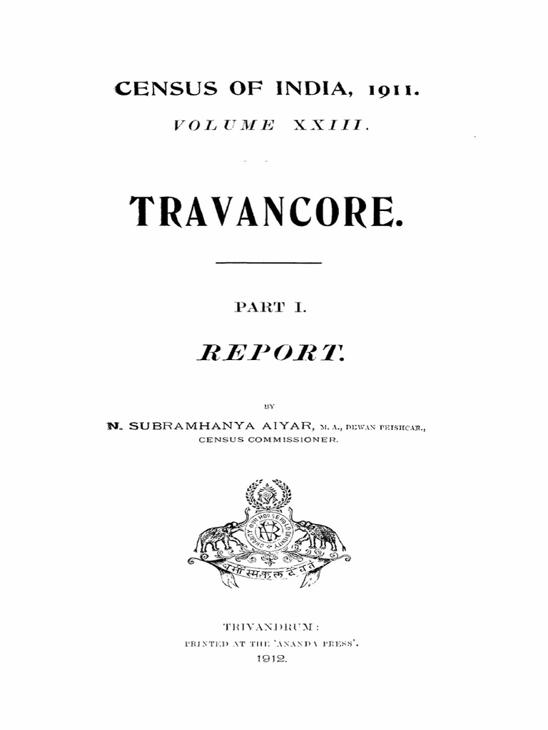 Travencore 1911 Vol 1 | PDF