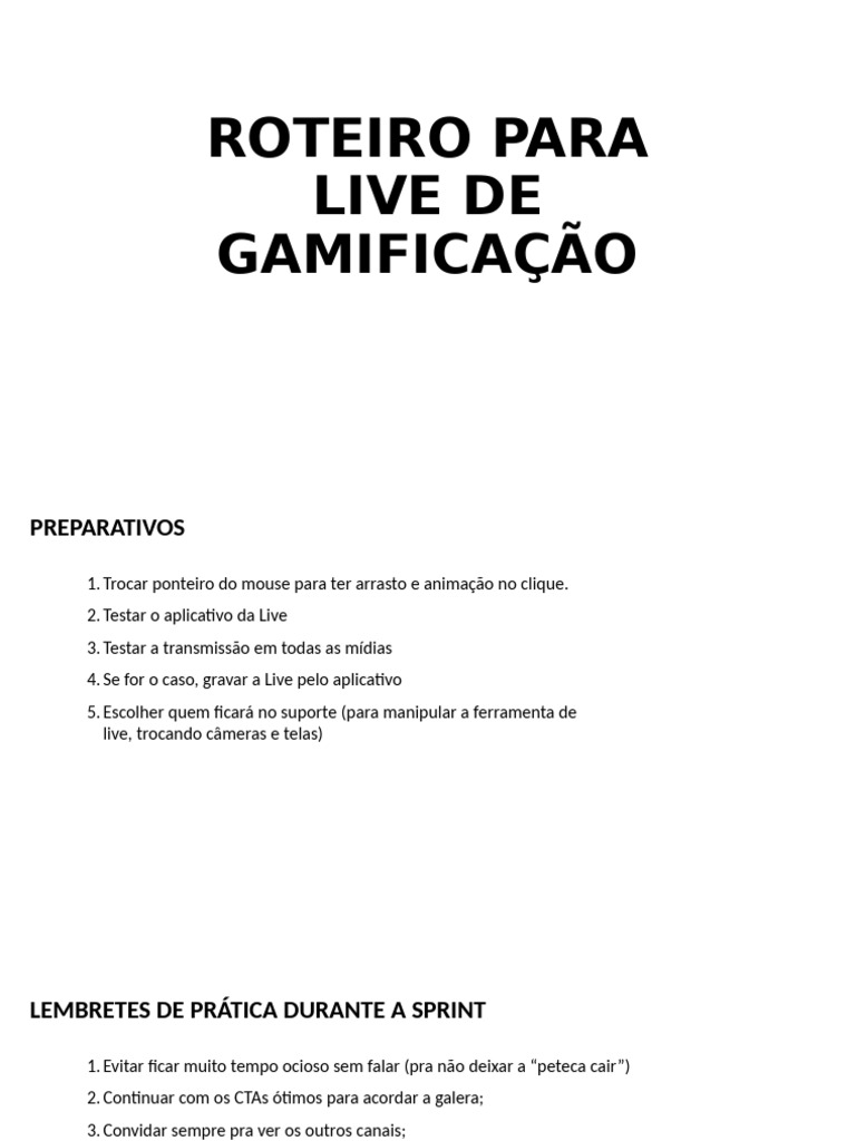 Roteiro para Live | PDF