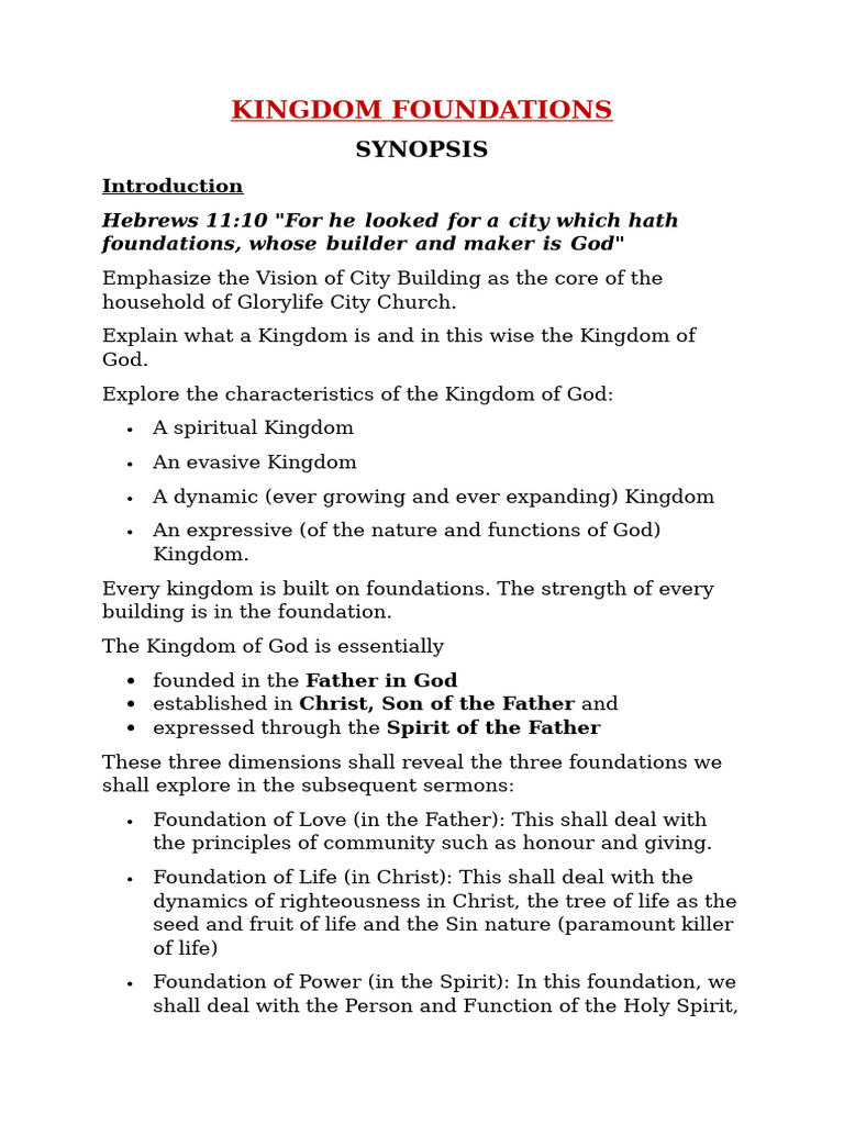 KINGDOM FOUNDATIONS | PDF