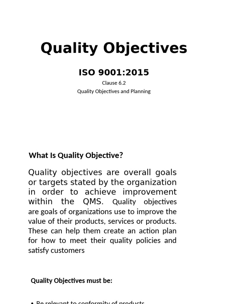 Quality Objectives Ppt | PDF