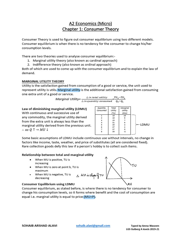 A2 Economics Chapter 1 | PDF