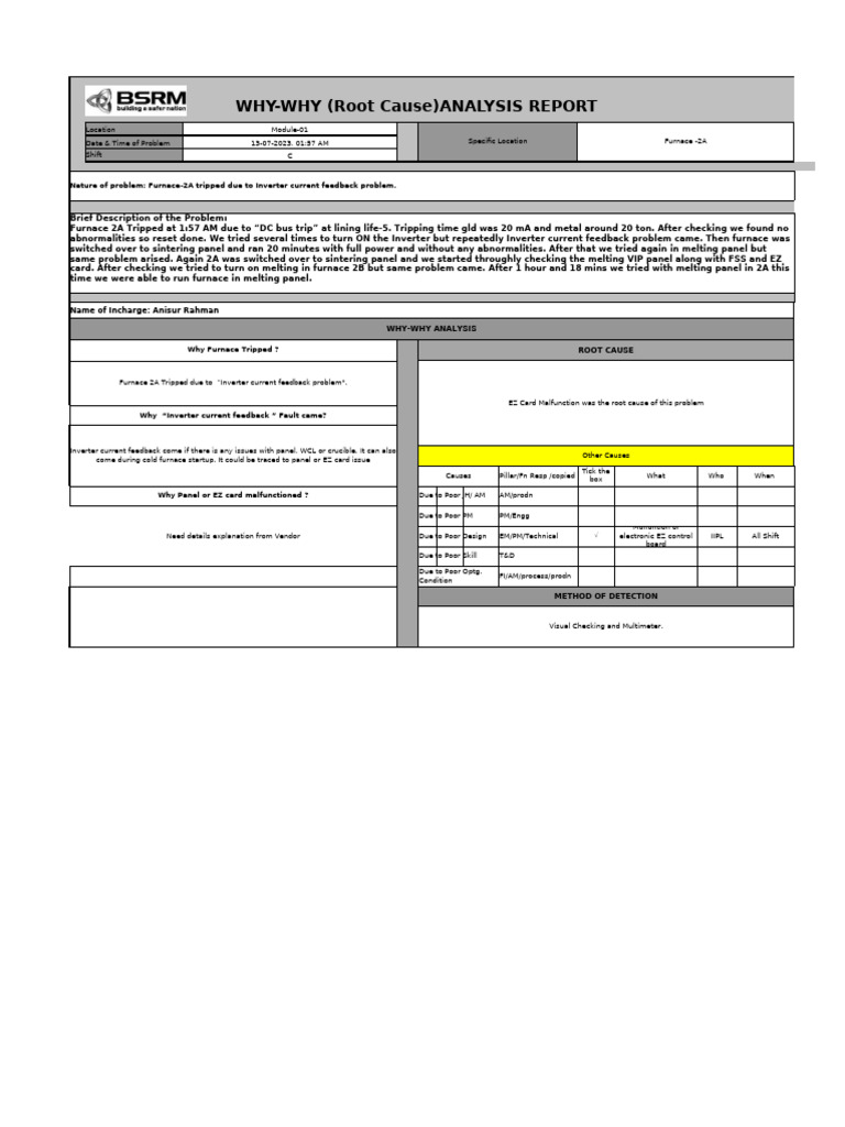 TPM RCA (Why-Why Analysis) Example | PDF | Electronics | Electrical ...