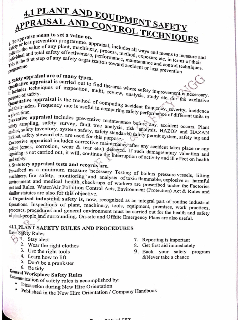 4.1 Plant and Equipment Safety | PDF