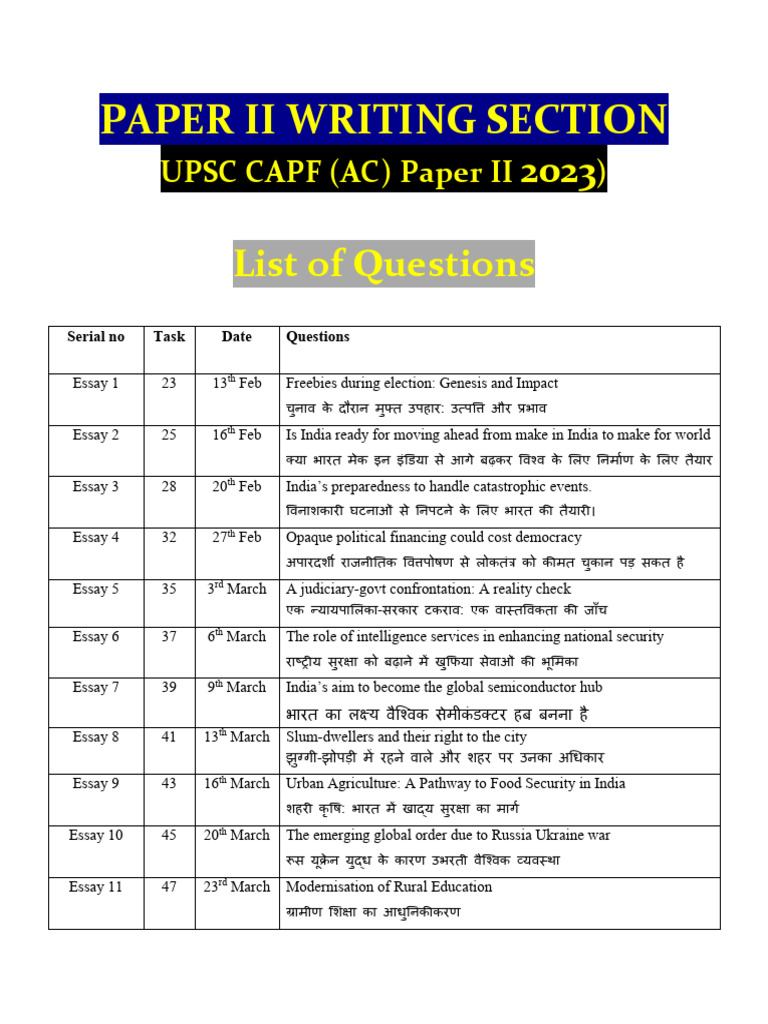 Expected Questions Writing Batch 2022 | PDF