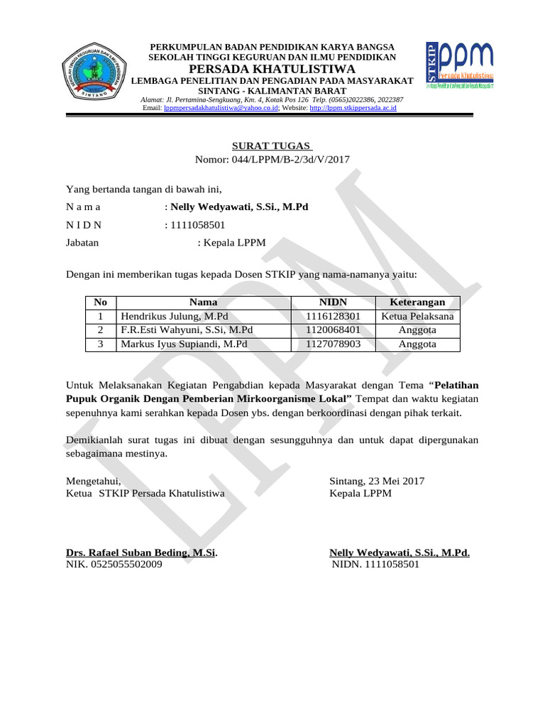 044 Surat Tugas PKM | PDF