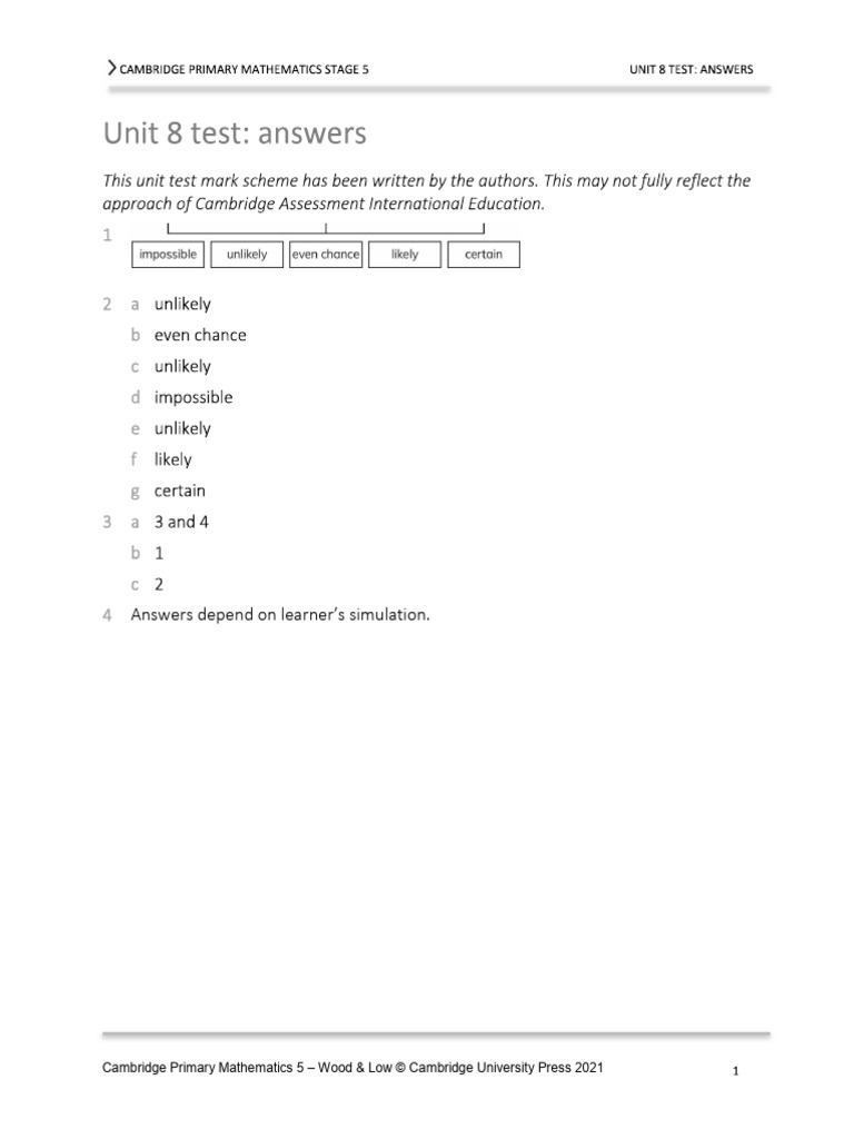 Cambridge Primary Answer Key | PDF
