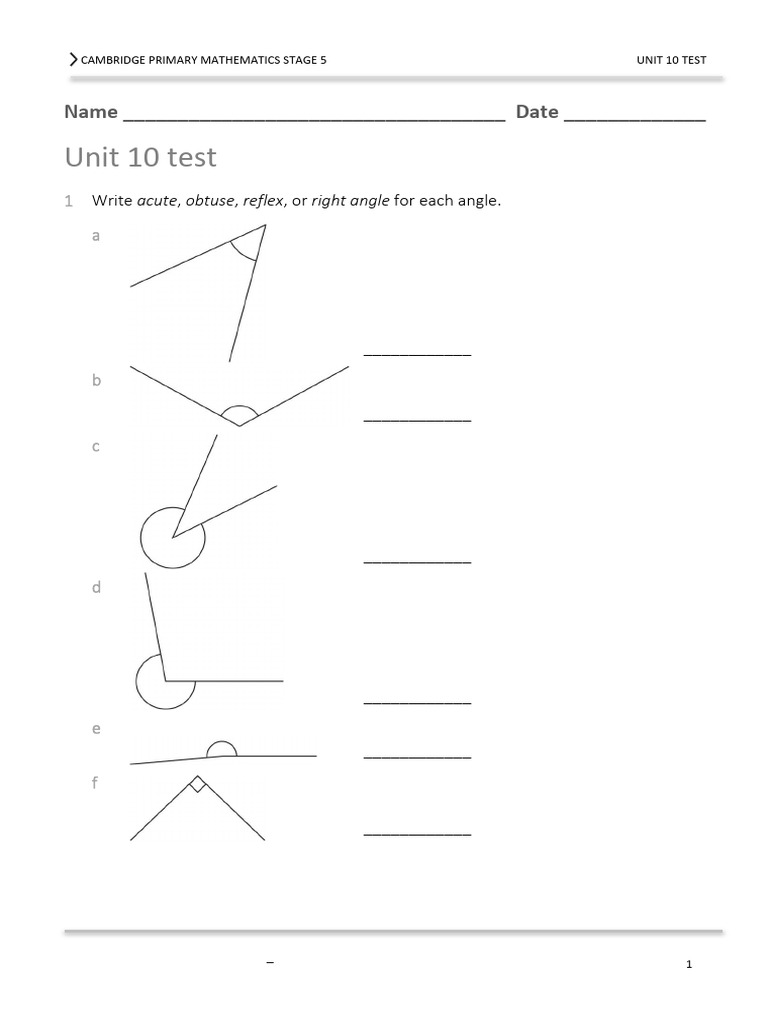 Prim Maths 5 2ed Tr Unit 10 Test | PDF
