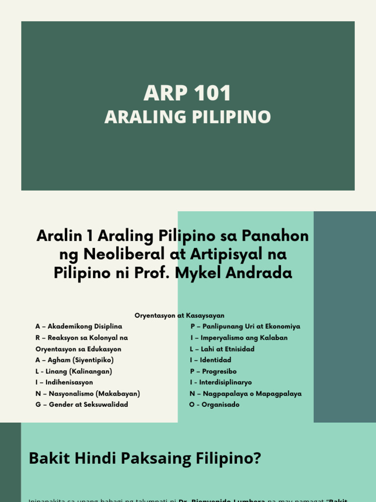 ARP 101 Aralin 1 | PDF | Philippines | Social Science